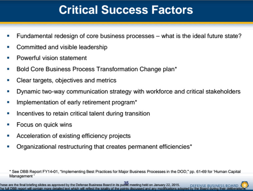 McKinsey recommended a $125 Billion savings to the Pentagon ...